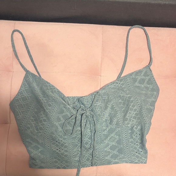 Tops | Laceup Textured Crop Top | Poshmark